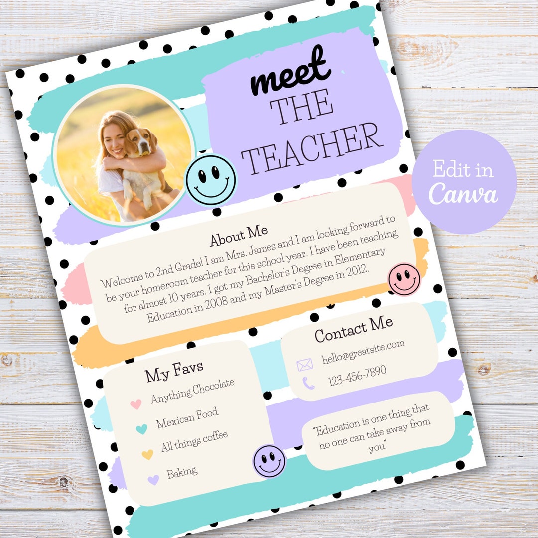 Meet the Teacher PDF, Template, Back to School Flyer,editable Teacher ...