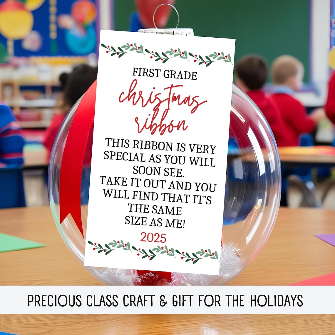 Editable Ribbon Height Ornament Tag: DIY Christmas Keepsake (canva ...