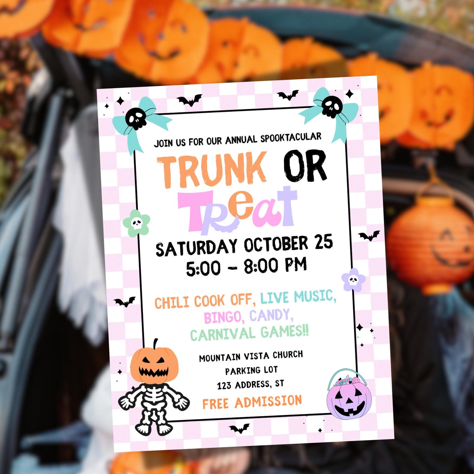 Trunk or Treat Flyer: Halloween Fall Festival, Community Event (canva ...