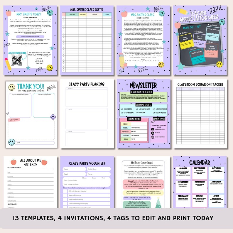 Editable Classroom Parent Bundle: Canva Templates for Volunteers - Etsy
