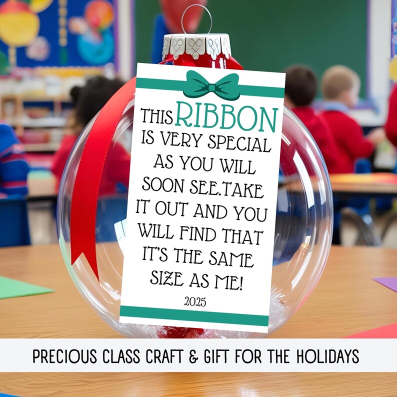 Personalized Height Ribbon Christmas Ornament Tag (digital Download) - Etsy