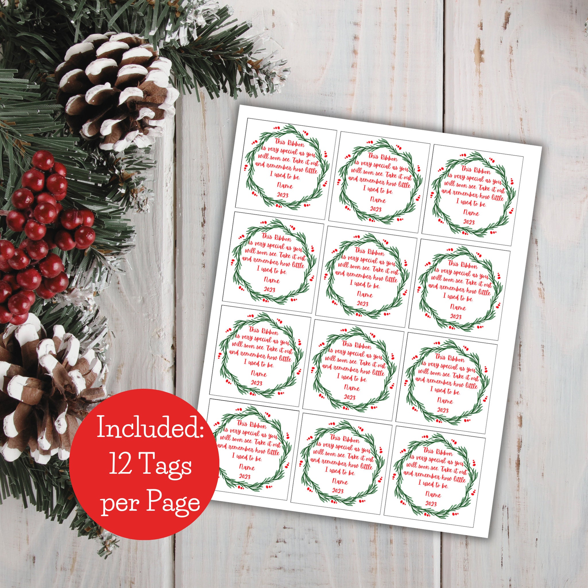 Custom Tag, Ribbon, Same Size as Me, Ribbon Ornament, Height Ornament ...