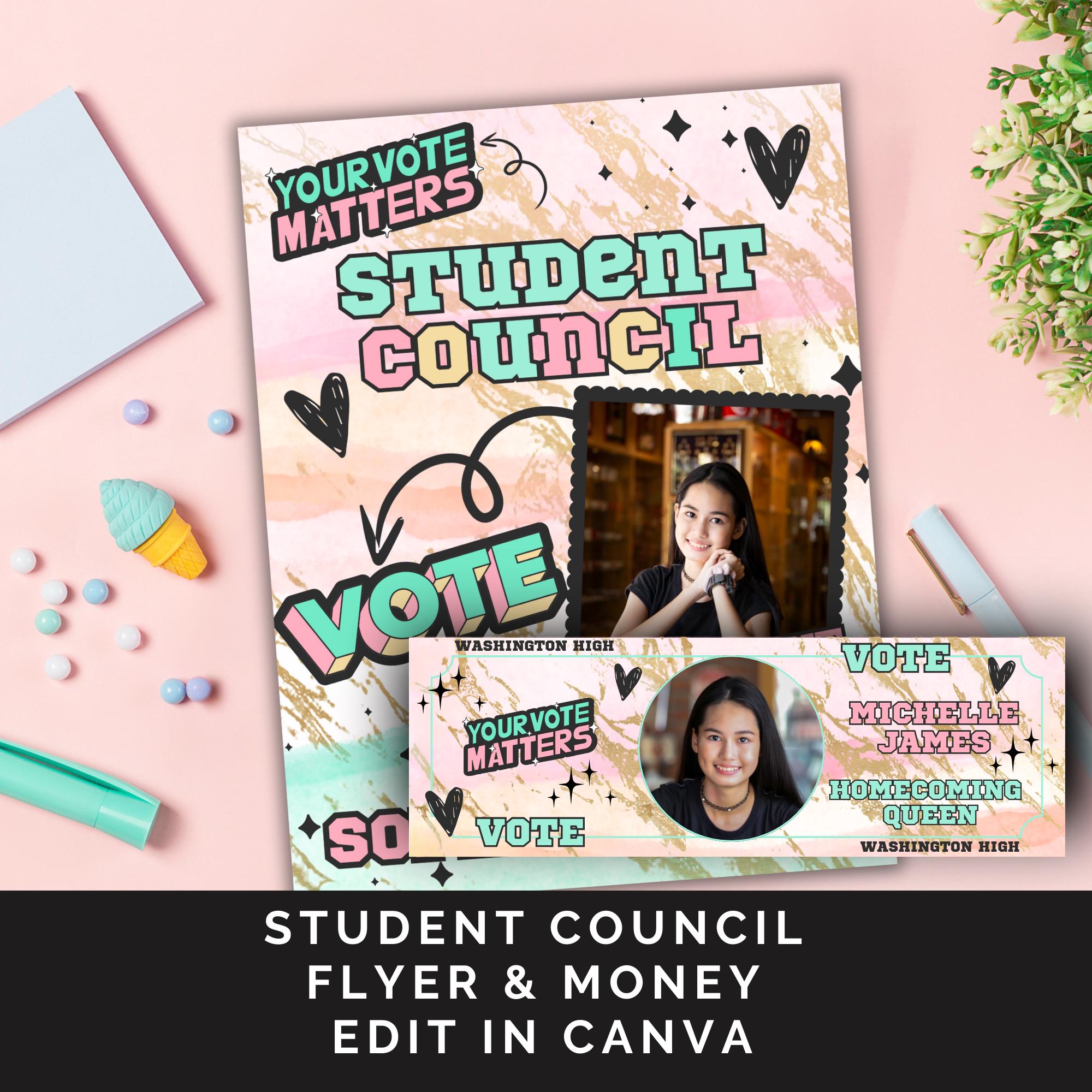 Student Council Campaign Flyer Templates: Editable Voting Design (canva ...