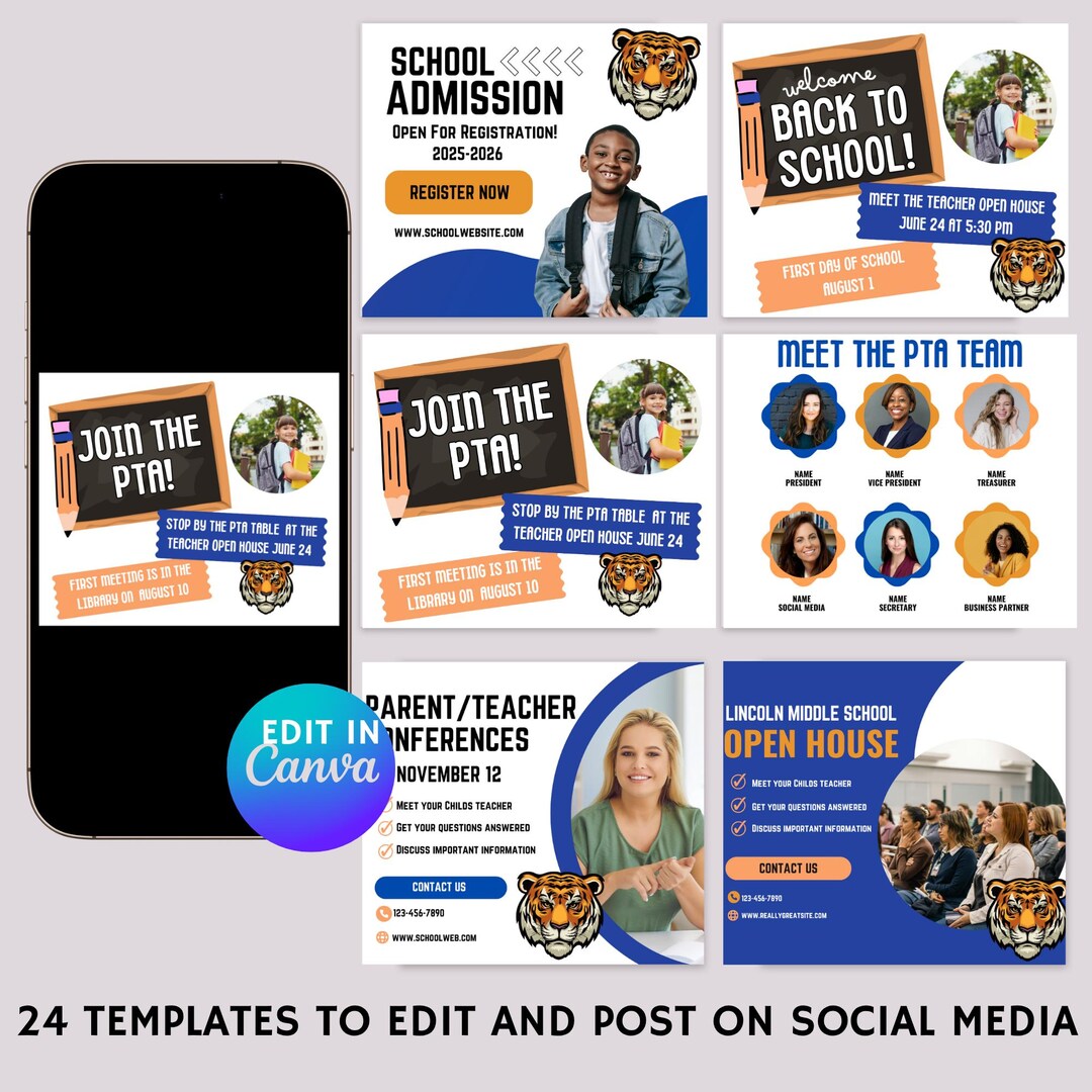 Editable School Social Media Templates: Canva Back-to-school Posts ...