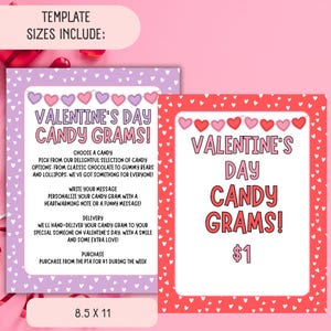 Valentine Candy Gram Flyer: Editable Canva Template - Etsy