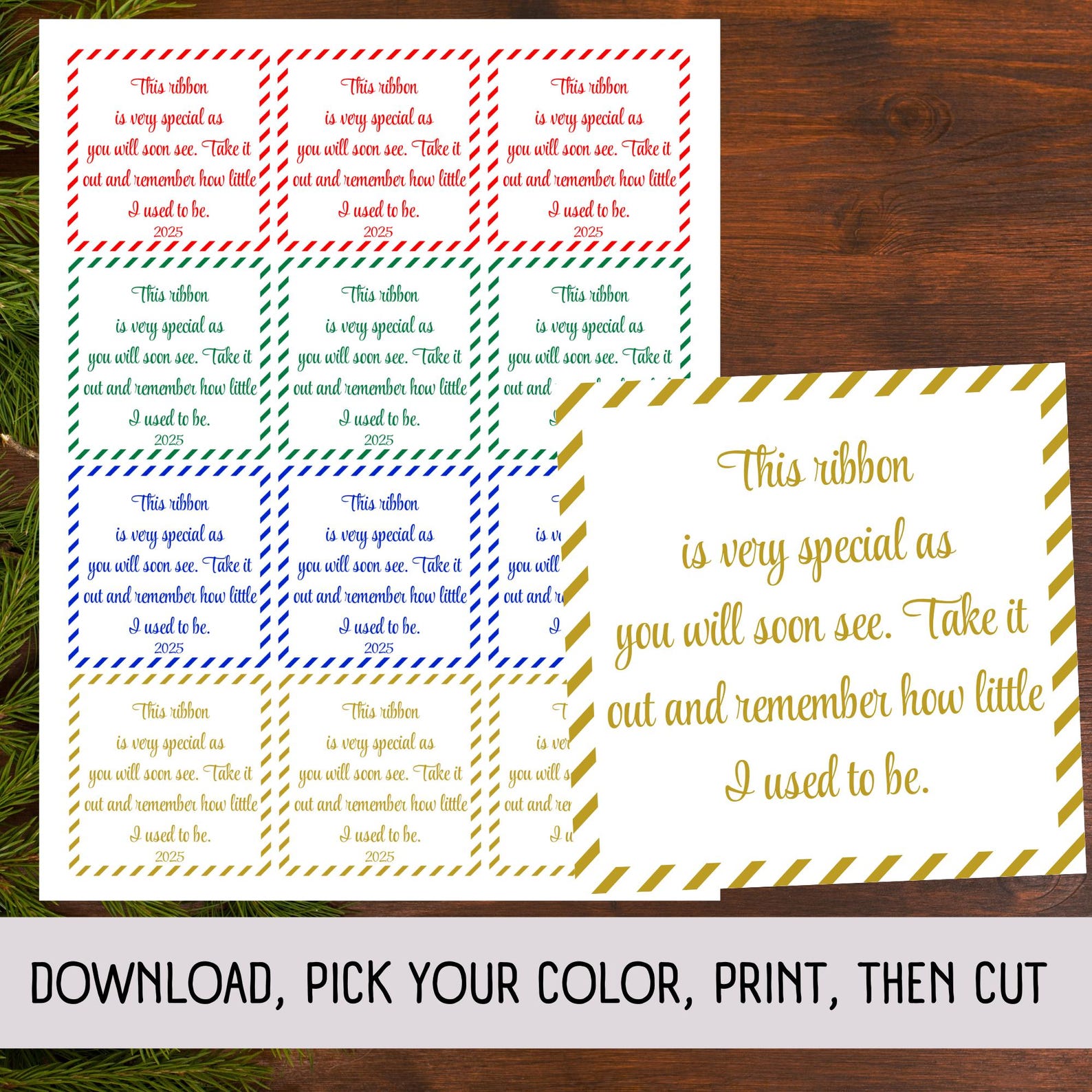 Height Ribbon Ornament Tag: Christmas Keepsake (digital Download) - Etsy