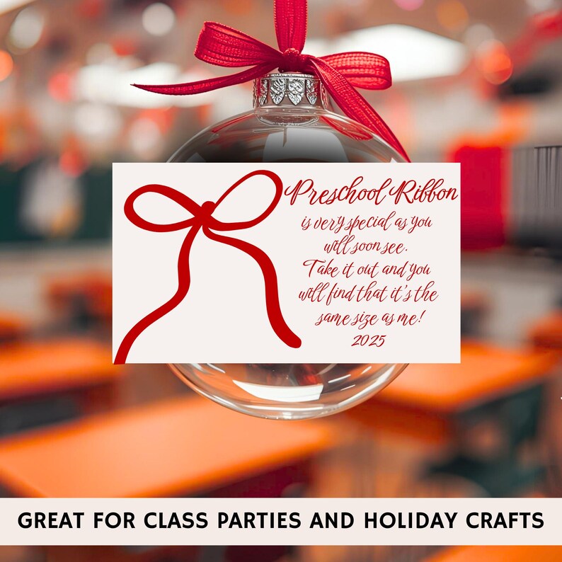 Editable Christmas Ornament Tag: Ribbon Height Keepsake (canva Template ...