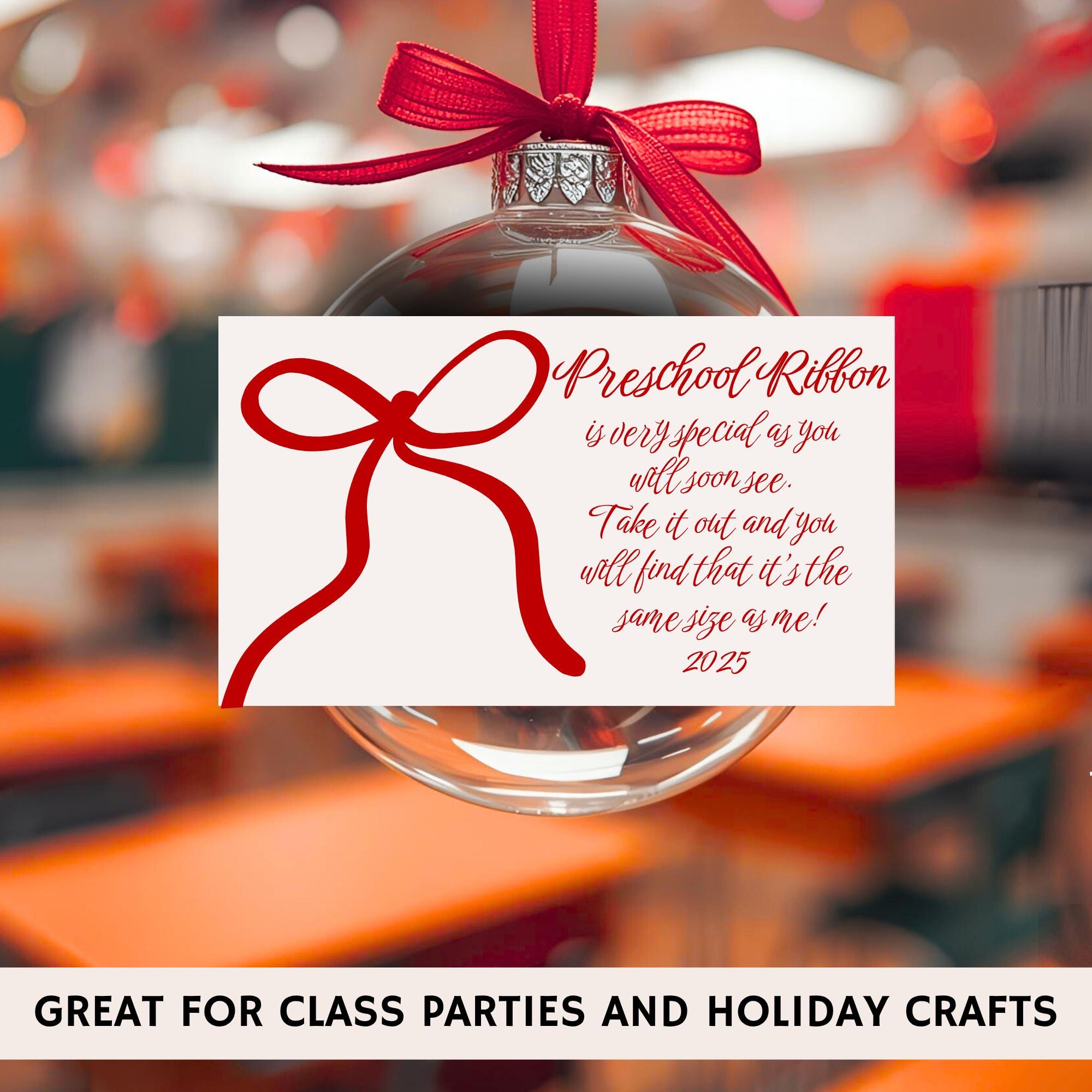 Editable Christmas Ornament Tag: Ribbon Height Keepsake (canva Template ...