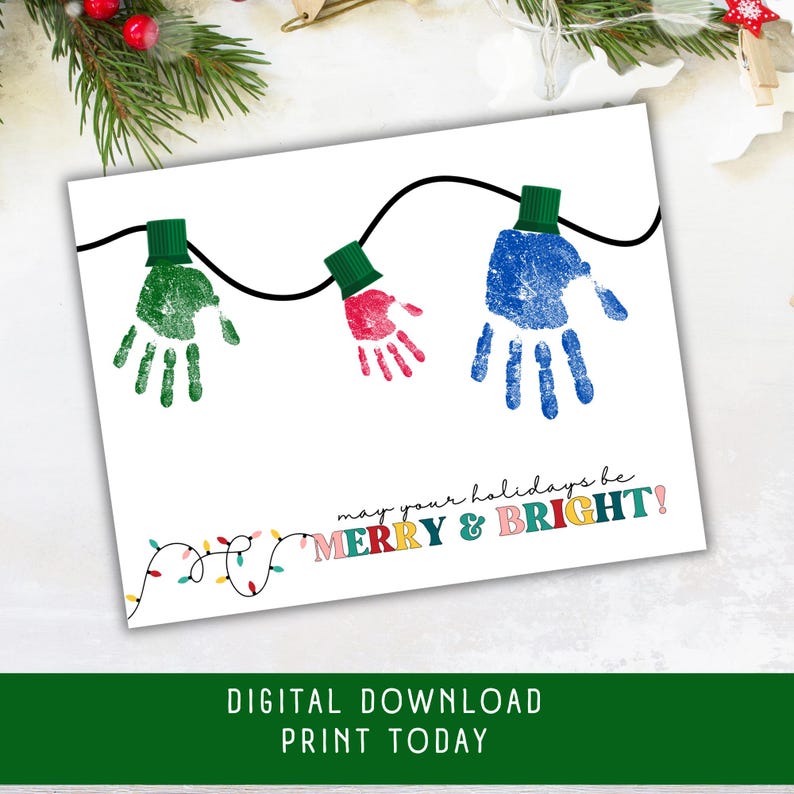 Christmas Lights Handprint Art: Family Keepsake (digital Download) - Etsy
