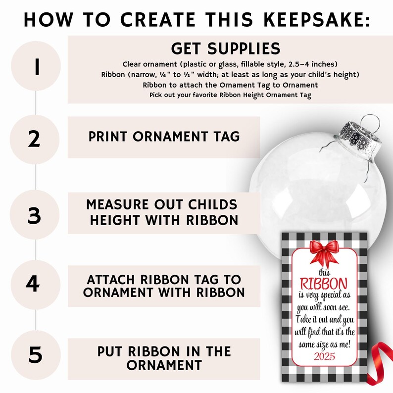 Height Keepsake Ornament Tag: Ribbon Growth Tracker - Etsy