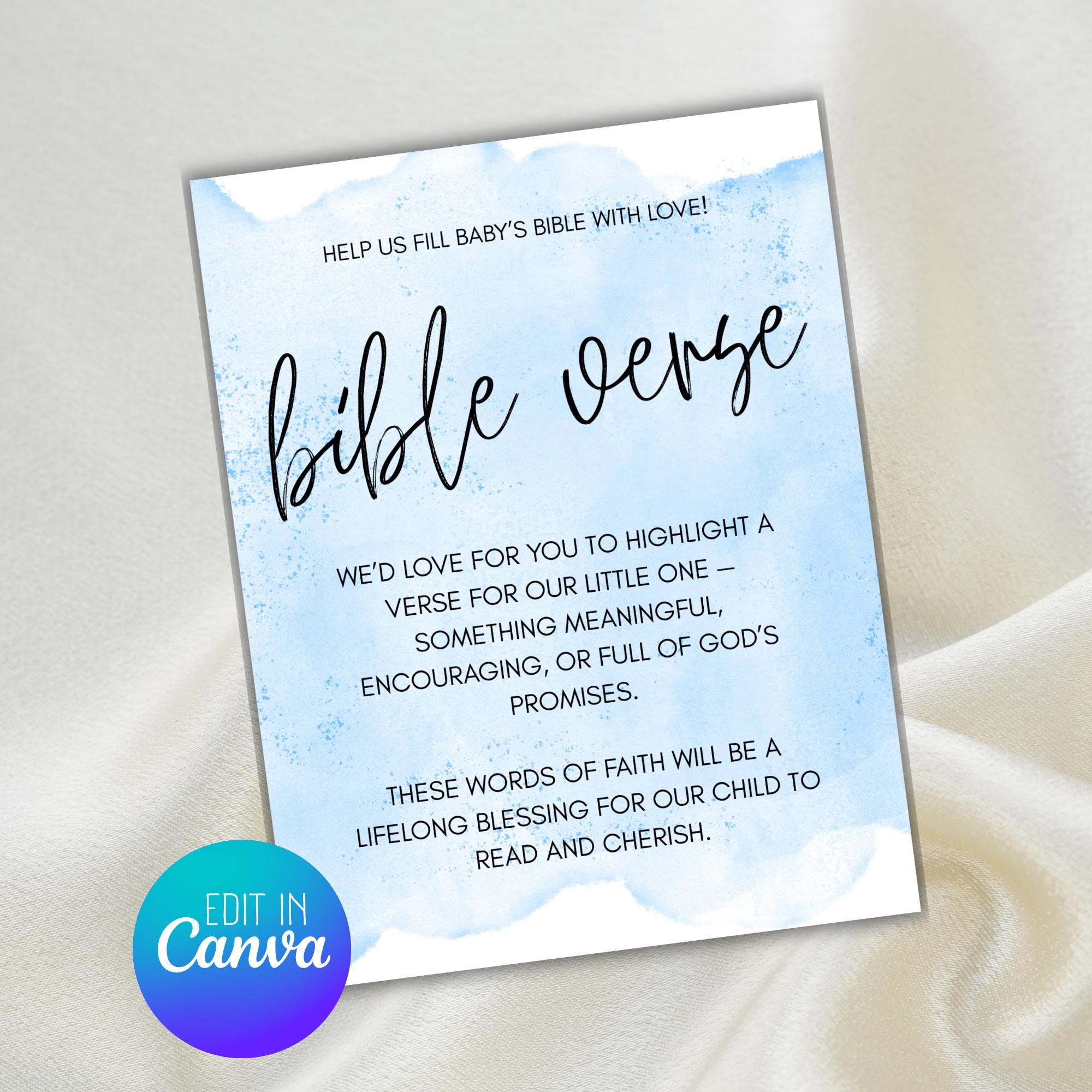 Baby Shower Bible Verse Guest Book Sign: Editable Canva Template - Etsy