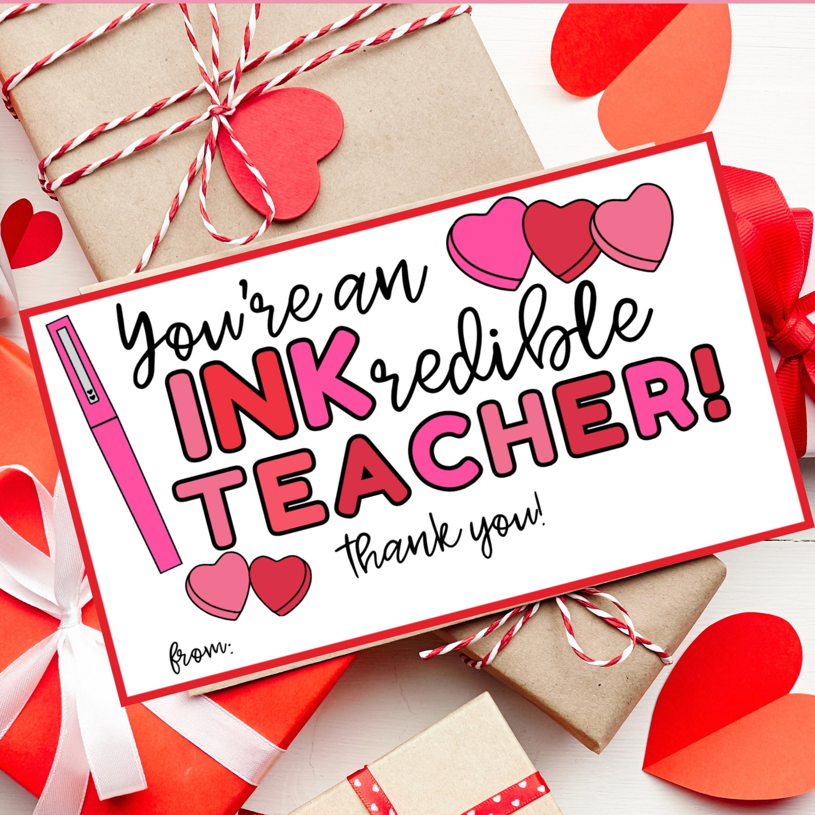 Flair Pens, Flair Pen Gift Tag, Teacher Valentine Tag, Valentine Tag ...