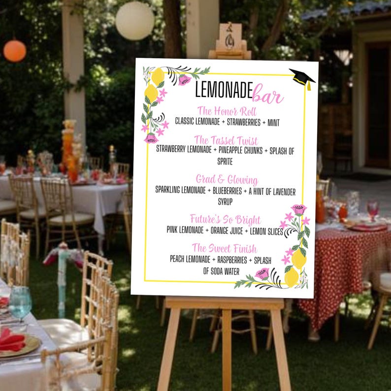 Graduation Lemonade Bar Sign: Editable Canva Template (PDF & PNG) - Etsy