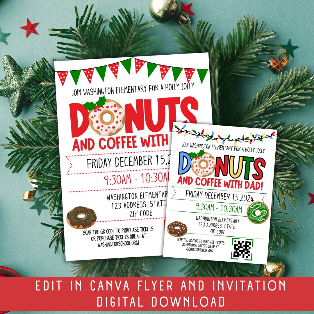 Donuts With Dad Flyer & Invitation: Editable Canva Template - Etsy