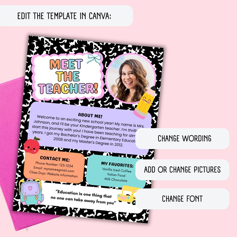 Editable Meet the Teacher Newsletter Template: Canva Design (a4/letter ...
