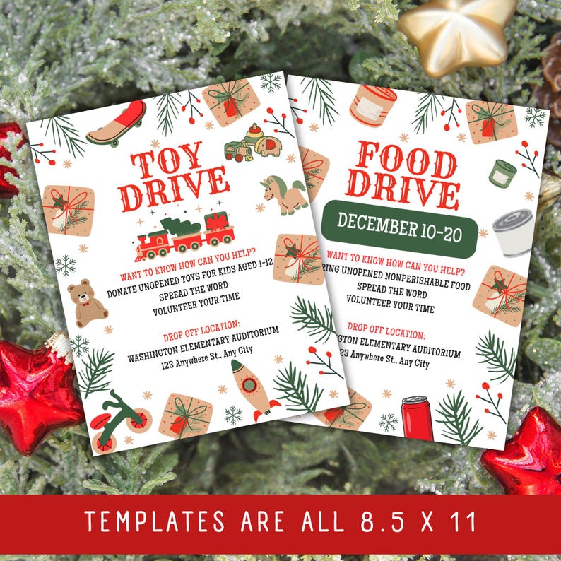 Editable Toy Drive Flyer Templates: Christmas Charity Event (canva ...