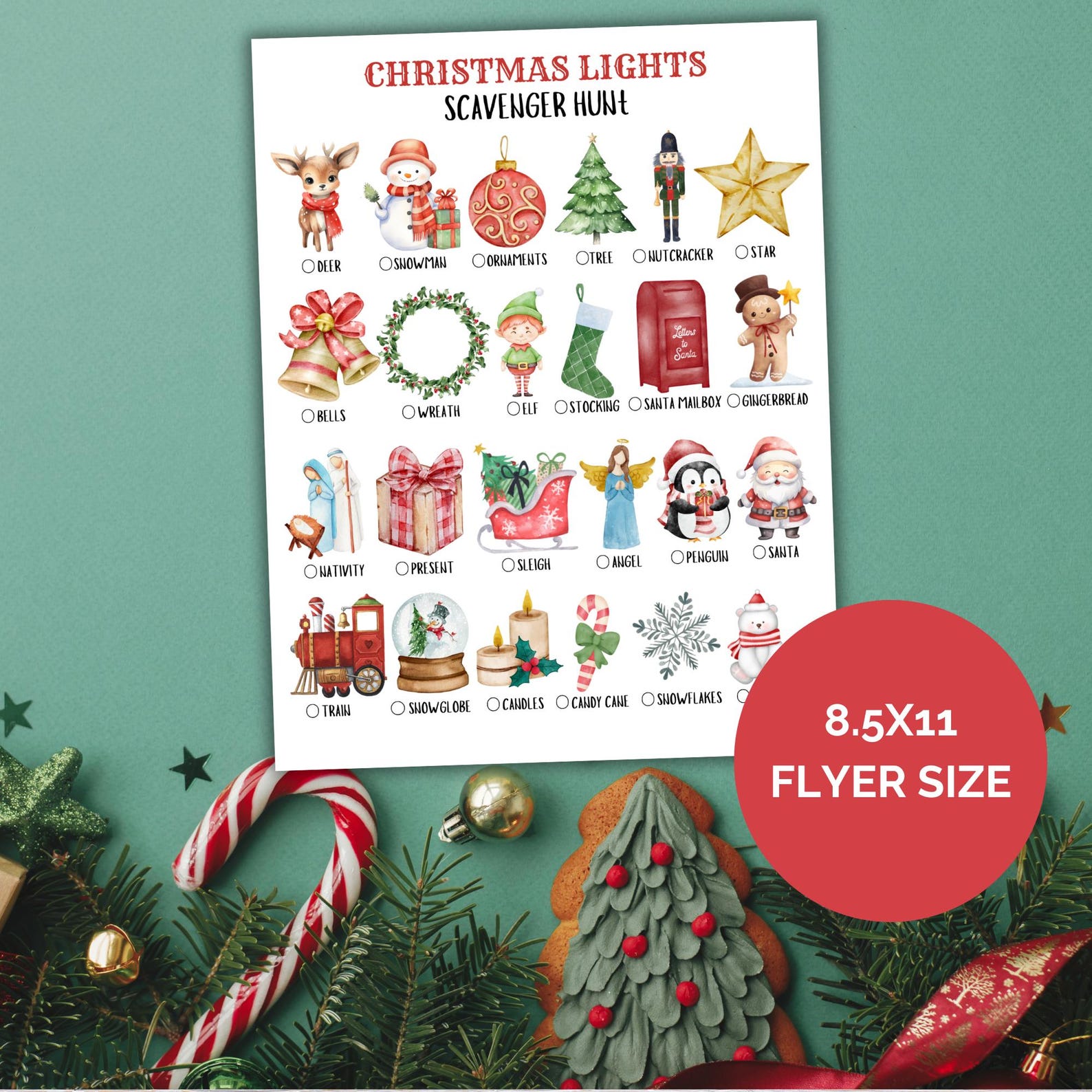Printable Christmas Scavenger Hunt: Holiday Treasure Hunt (digital ...
