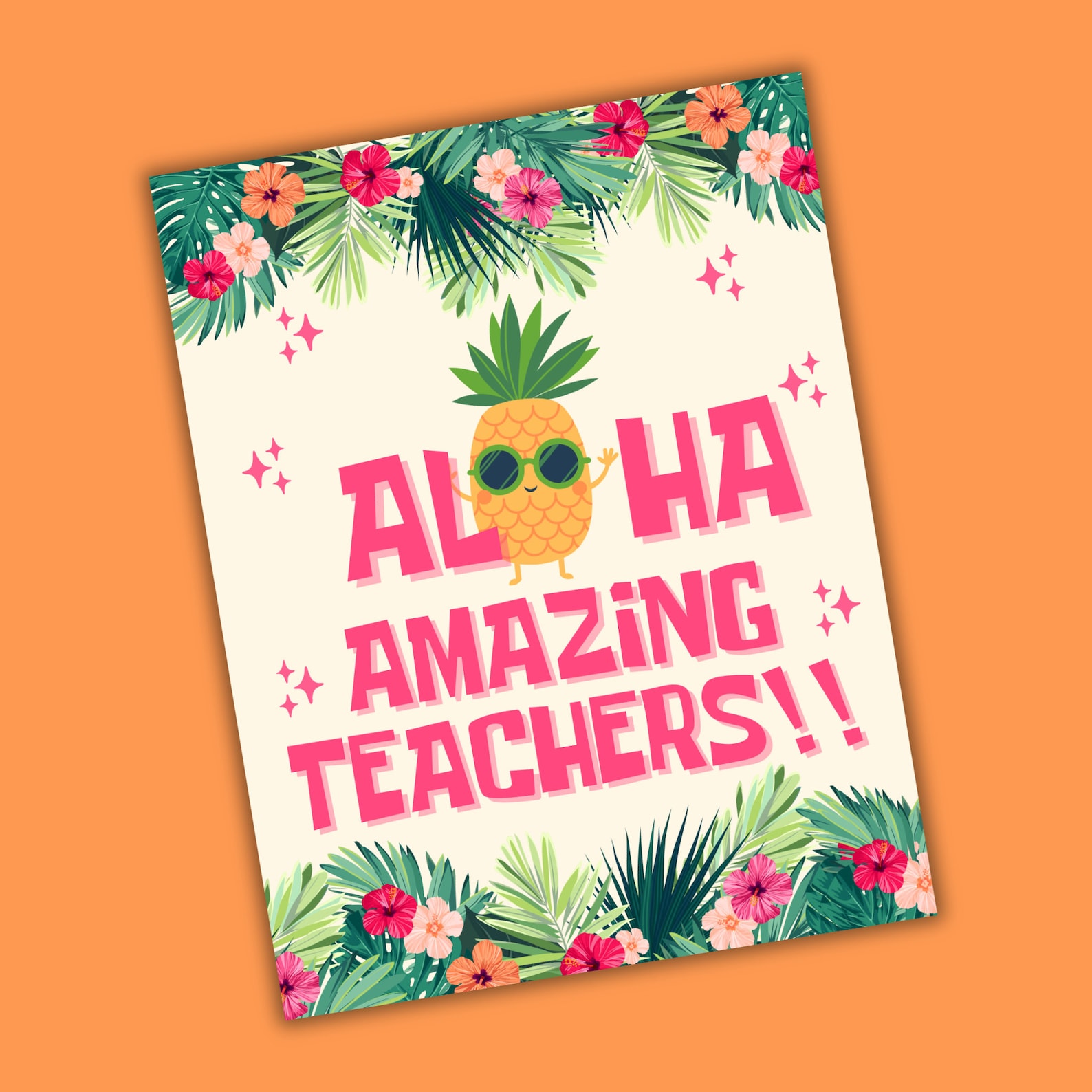 Tropical Teacher Appreciation Signs, Thank You Teacher Sign ...