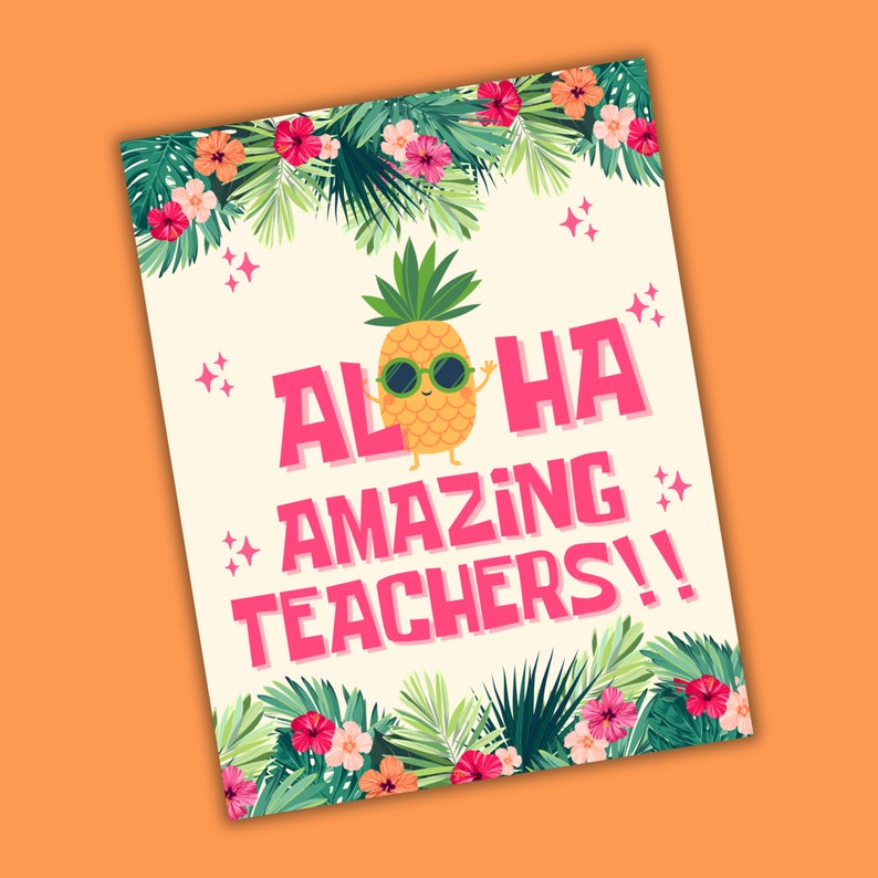 Tropical Teacher Appreciation Signs, Thank You Teacher Sign ...