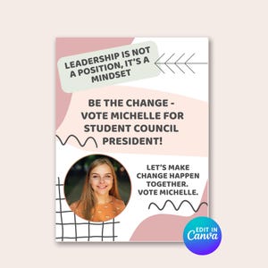 Student Council Campaign Flyer Template: Editable Canva Poster (digital ...