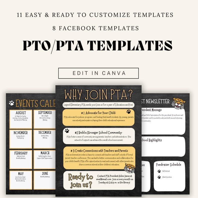 Editable PTA/PTO Bundle, Includes Recruitment Flyers, Newsletter ...