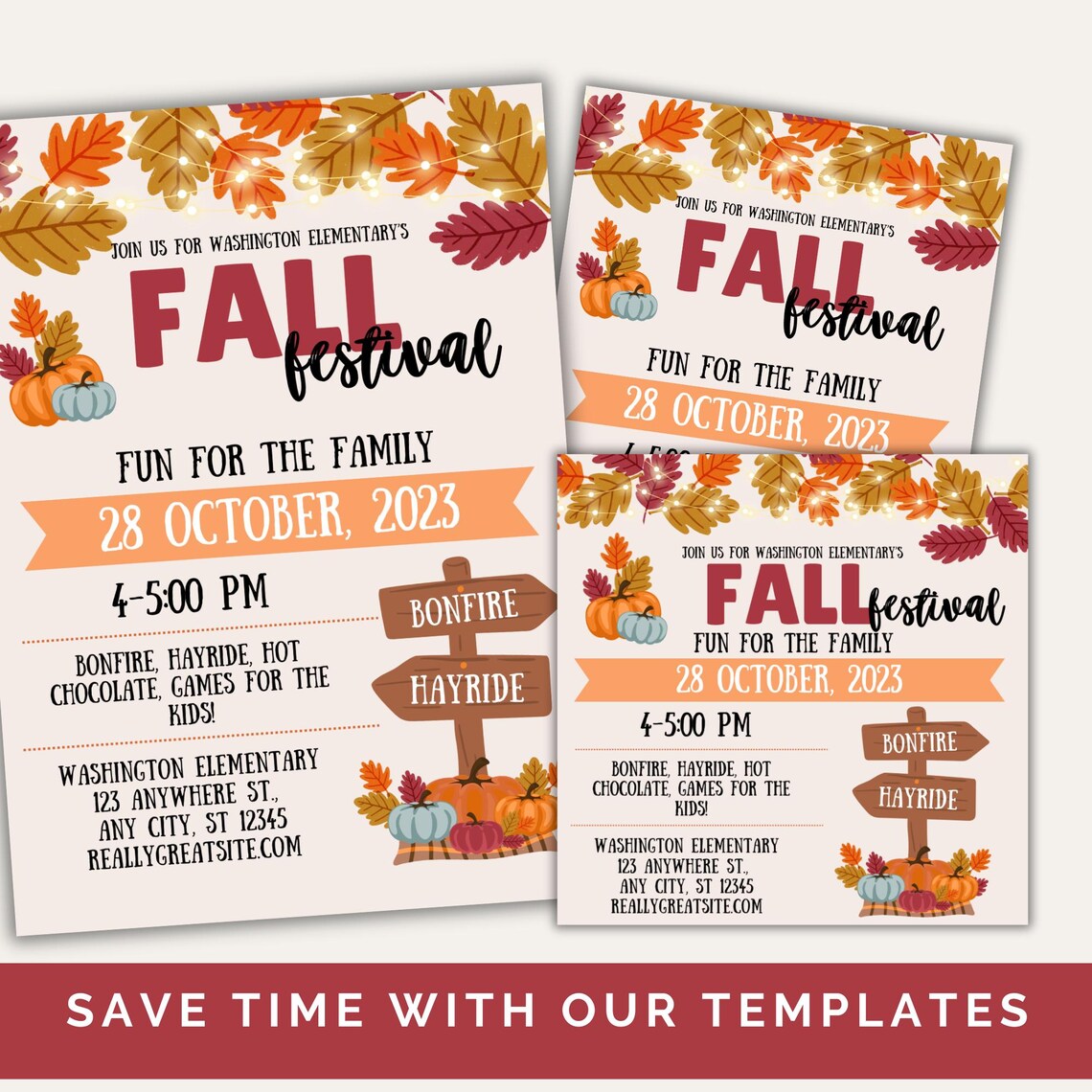 Fall Festival Flyer Template: Autumn Event, Canva Edit (digital ...