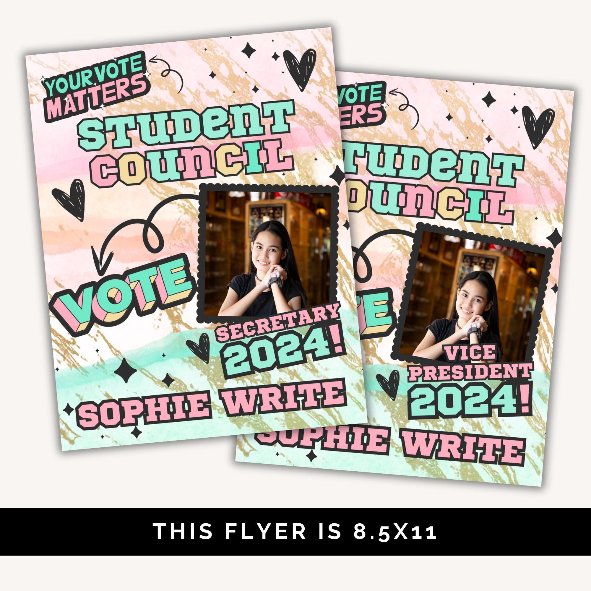 Student Council Campaign Flyer Templates: Editable Voting Design (canva ...