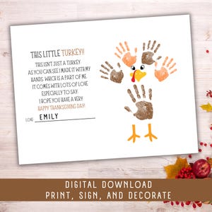 Turkey Handprint Craft Print: Thanksgiving Keepsake (11x8.5) - Etsy