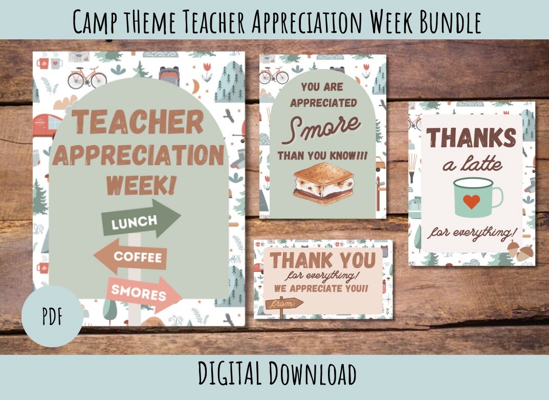 Teachers Appreciation Week Bundle, Teacher Appreciation Week, Camping ...