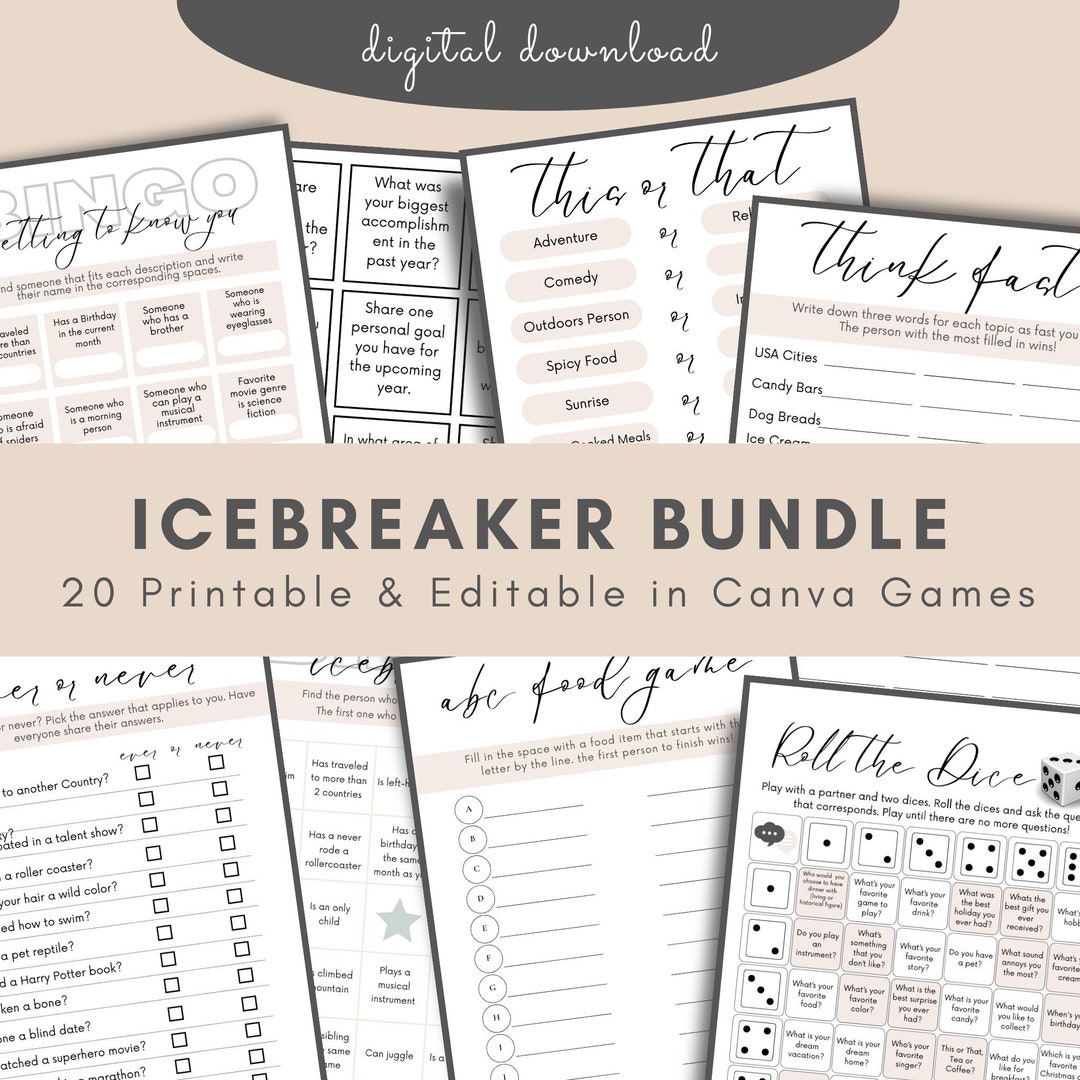 Editable Icebreaker, Icebreaker Game, Conversation Starter, Icebreaker ...