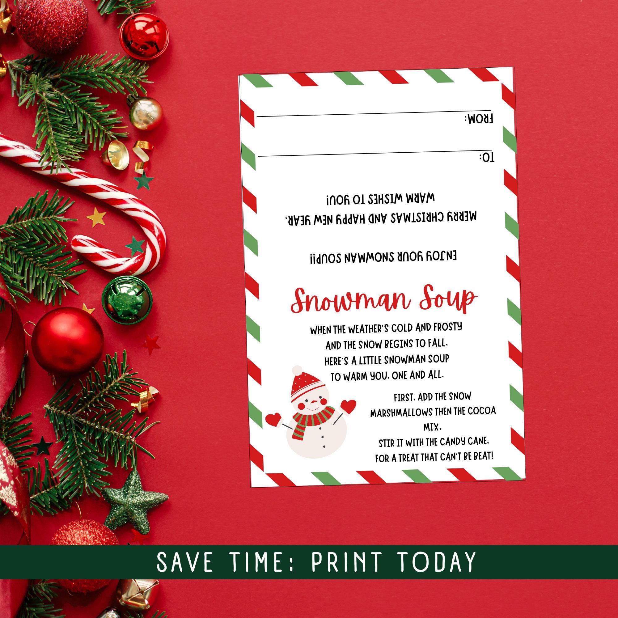 Snowman Soup, Snowman Soup Printable, Snowman Soup Gift Tag, Snowman ...