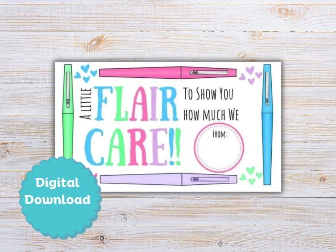 Teacher Appreciation Tag, Flair Pen, Flair Pen Tag, End of Year Gift ...