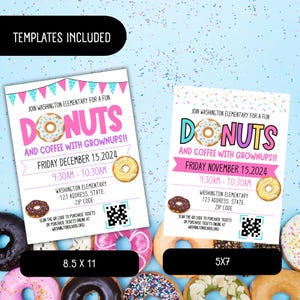 Donuts With Grownups Flyer: Editable Canva Template (digital Download ...