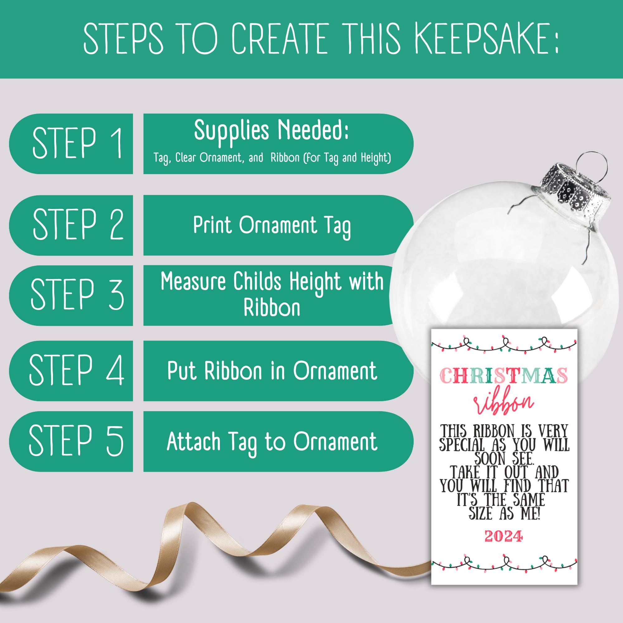 Editable Ribbon Tag, Same Size as Me, Ribbon Ornament, Height Ornament ...