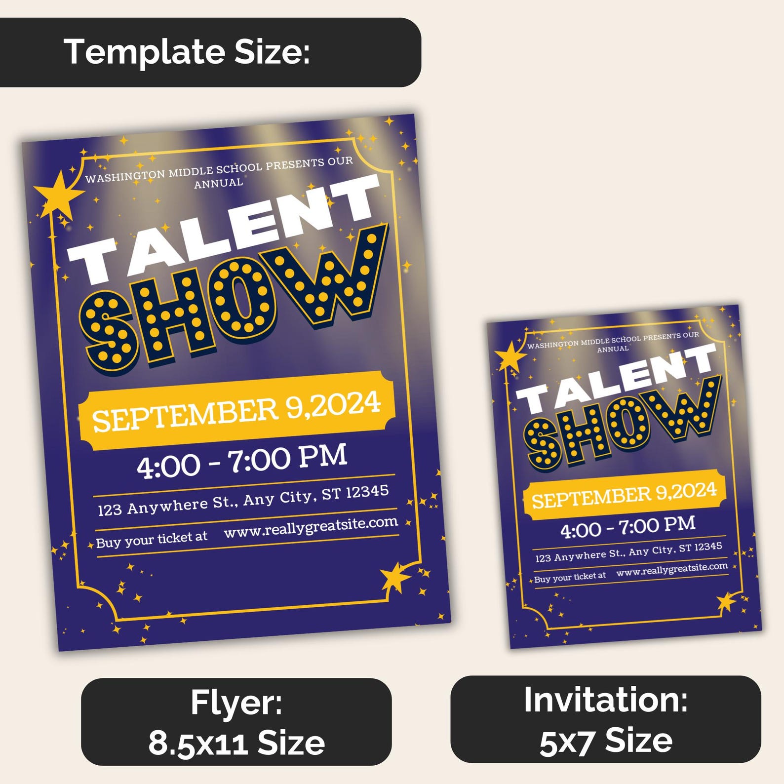 Editable Talent Show Flyer & Invitation: Canva Template (8.5x11 In) - Etsy