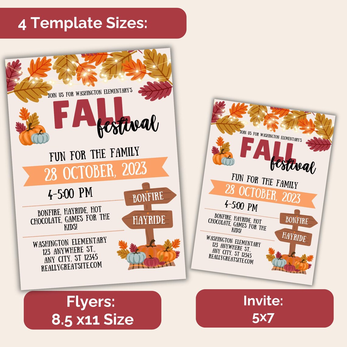 Fall Festival Flyer Template: Autumn Event, Canva Edit (digital ...