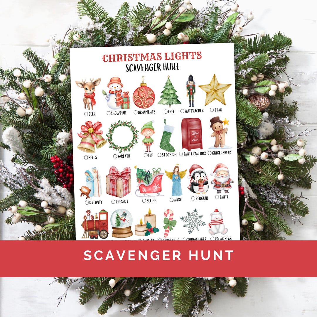 Printable Christmas Scavenger Hunt: Holiday Treasure Hunt (digital ...