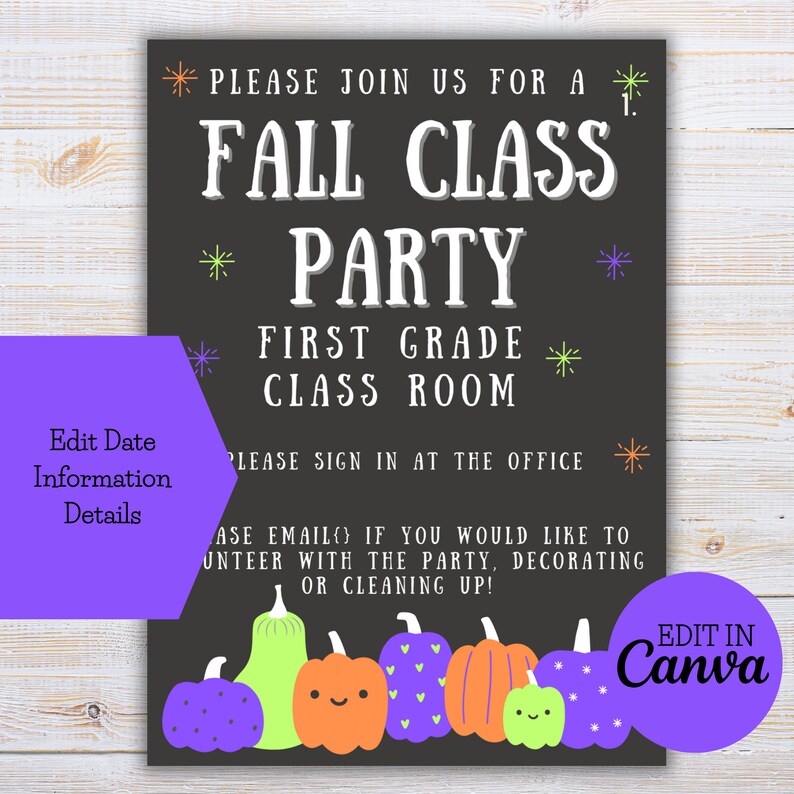 Editable Halloween Class Party Invitation Template (PDF) - Etsy