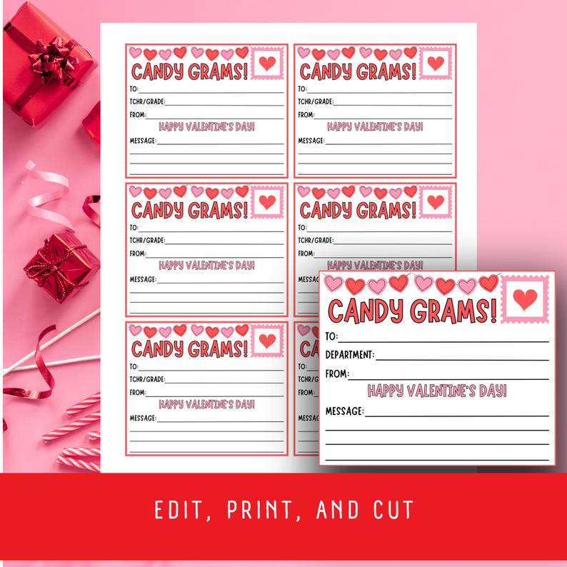 Valentine Gram, Candy Gram Printable, Valentine Candy Gram, Candy Gram ...