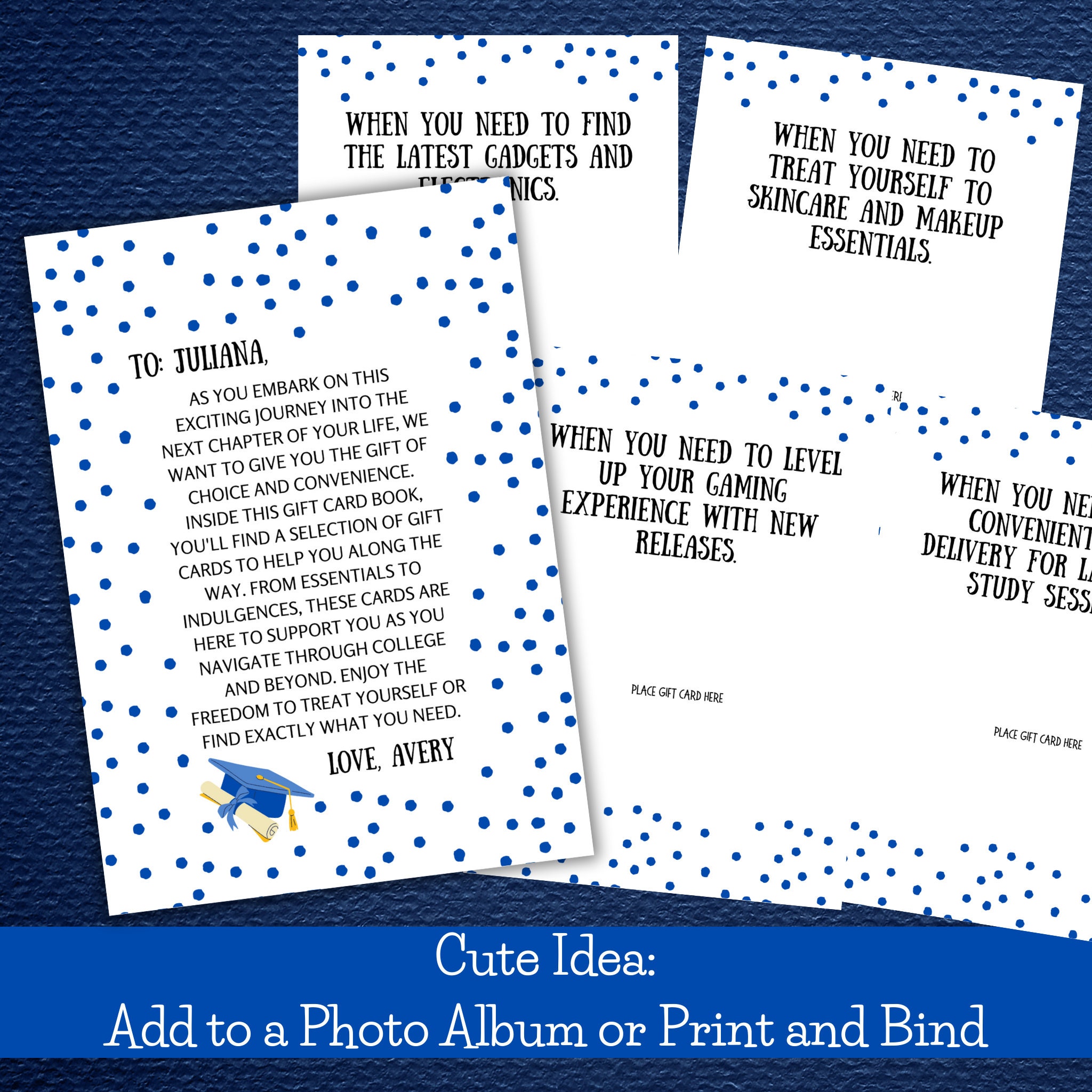 Editable Graduation Gift Card Book, Gift Card Holder Book, Handmade ...