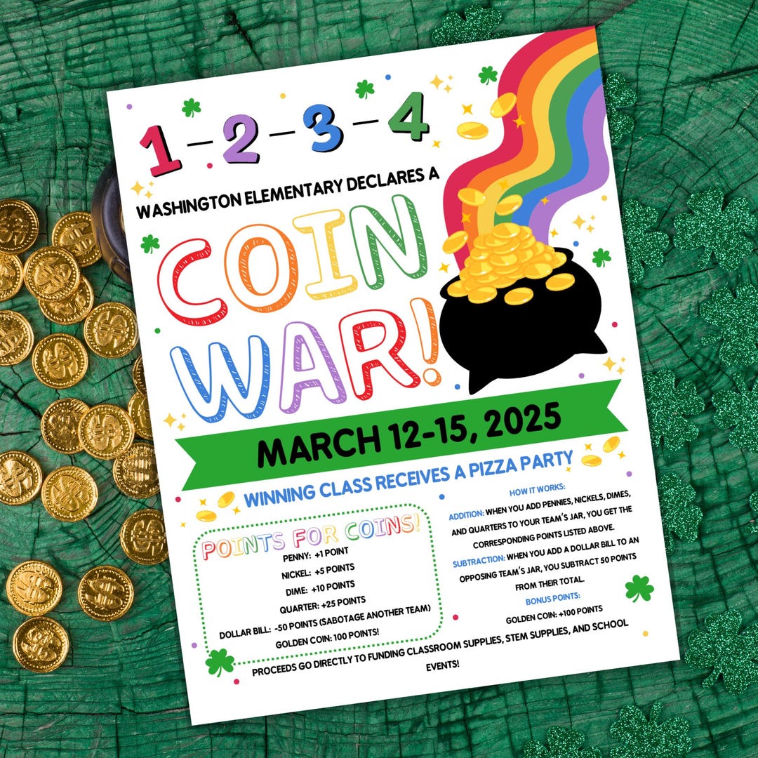Penny War Flyer, Penny War Fundraiser, Fundraising Games, Printable ...