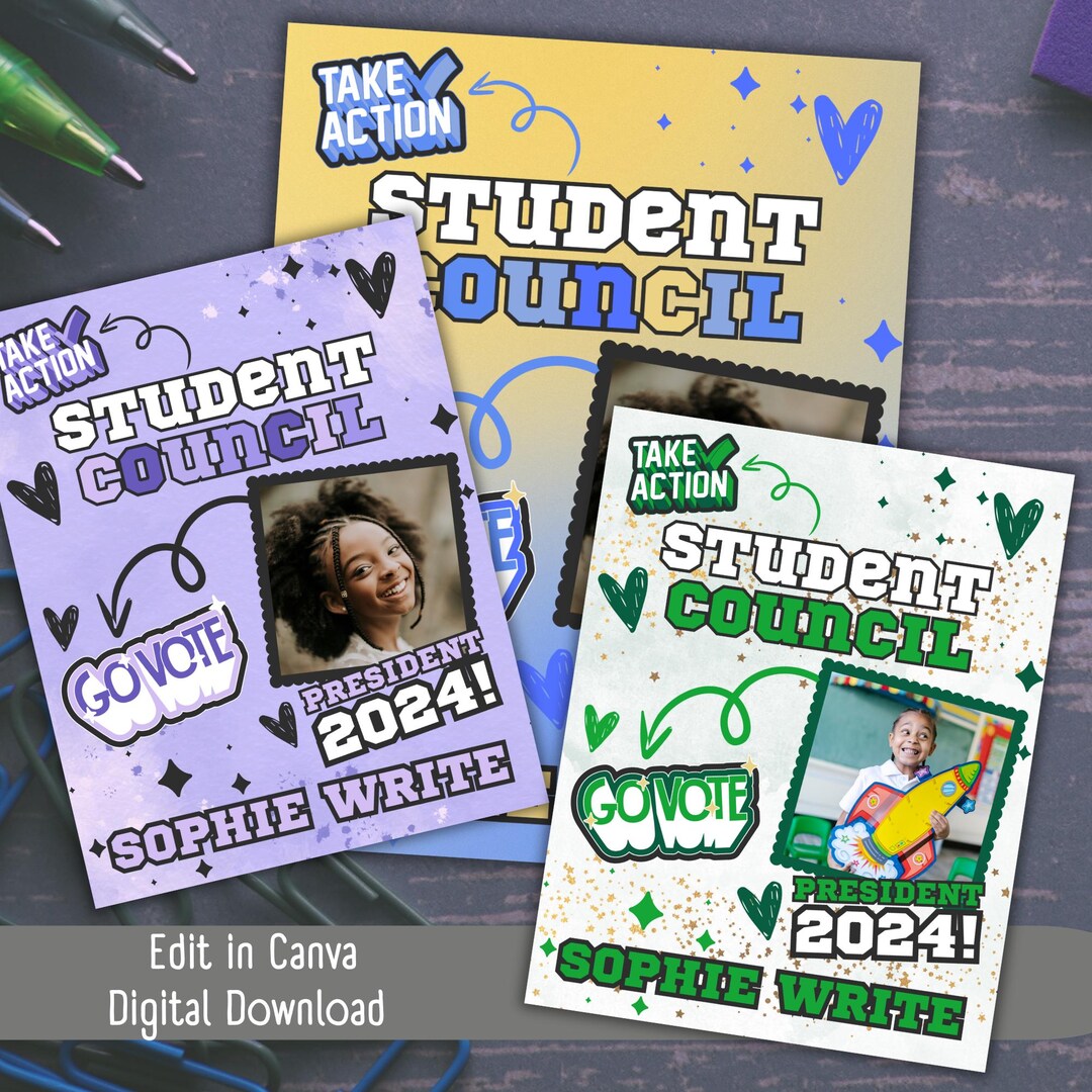 Student Council Campaign Flyer Templates: Editable Voting Poster ...