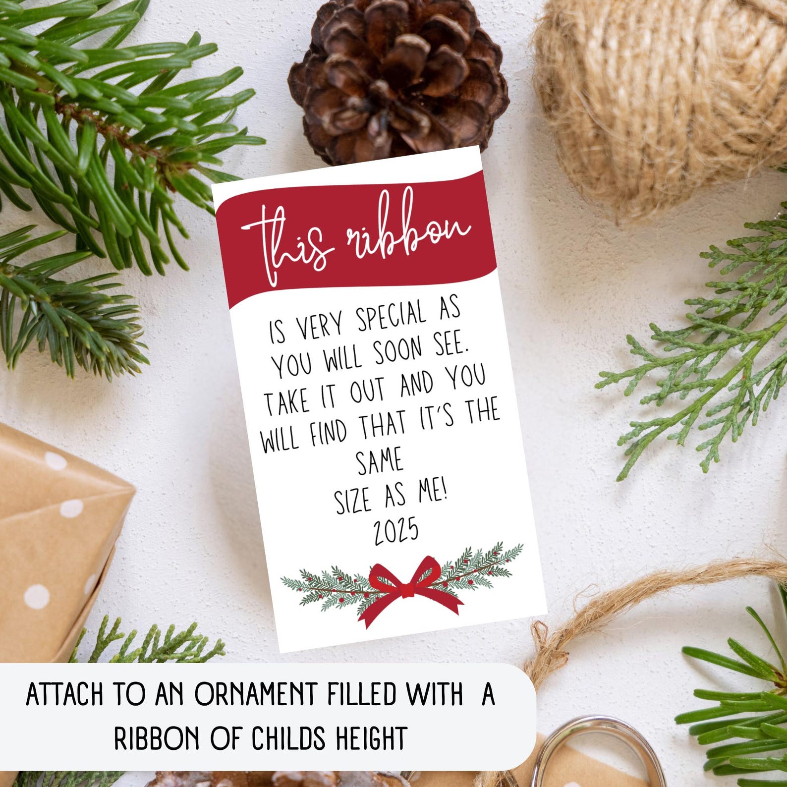 Height Keepsake Ornament Tag: Ribbon Growth Chart (digital Download) - Etsy