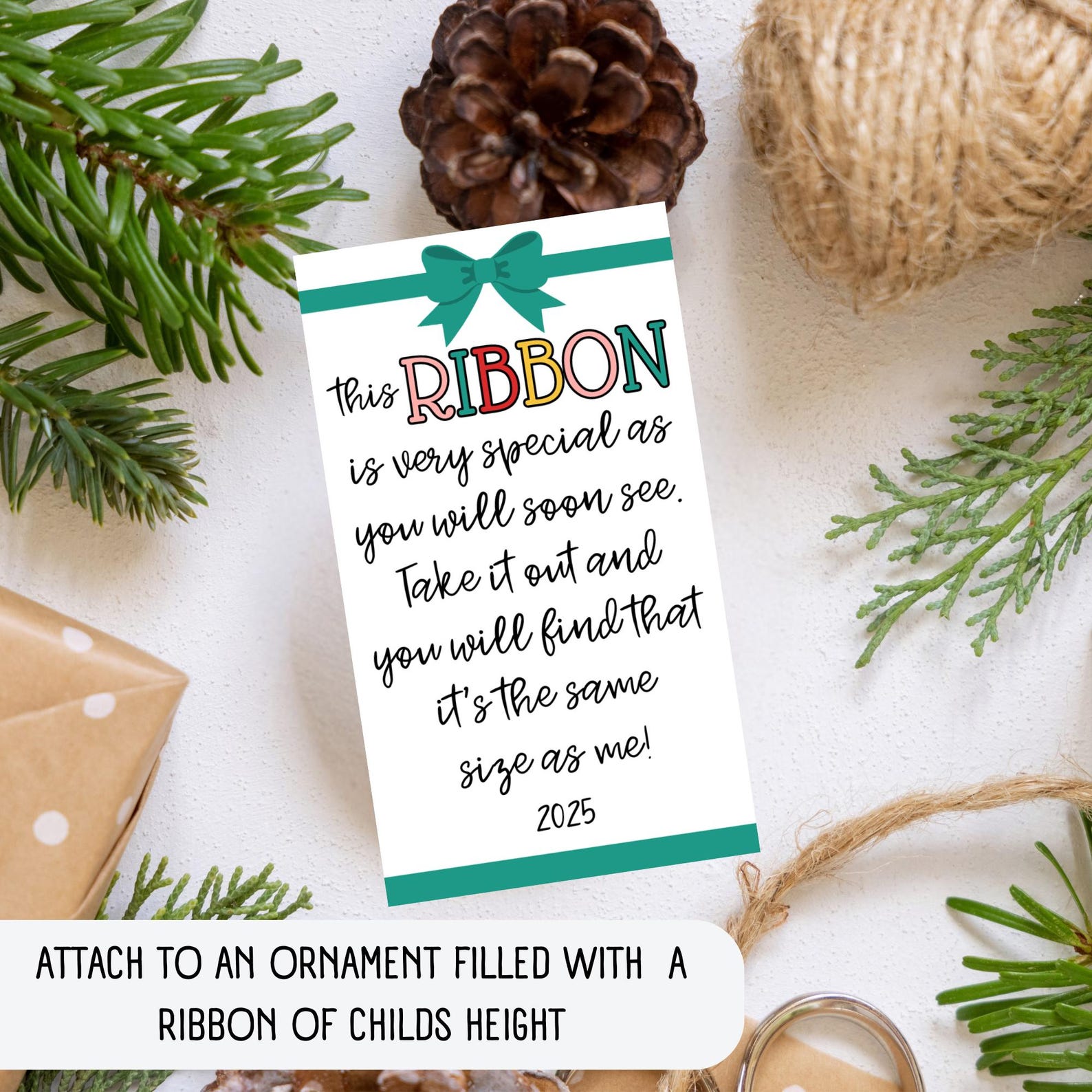Height Ribbon Ornament Tag: Keepsake Christmas Decoration (digital ...