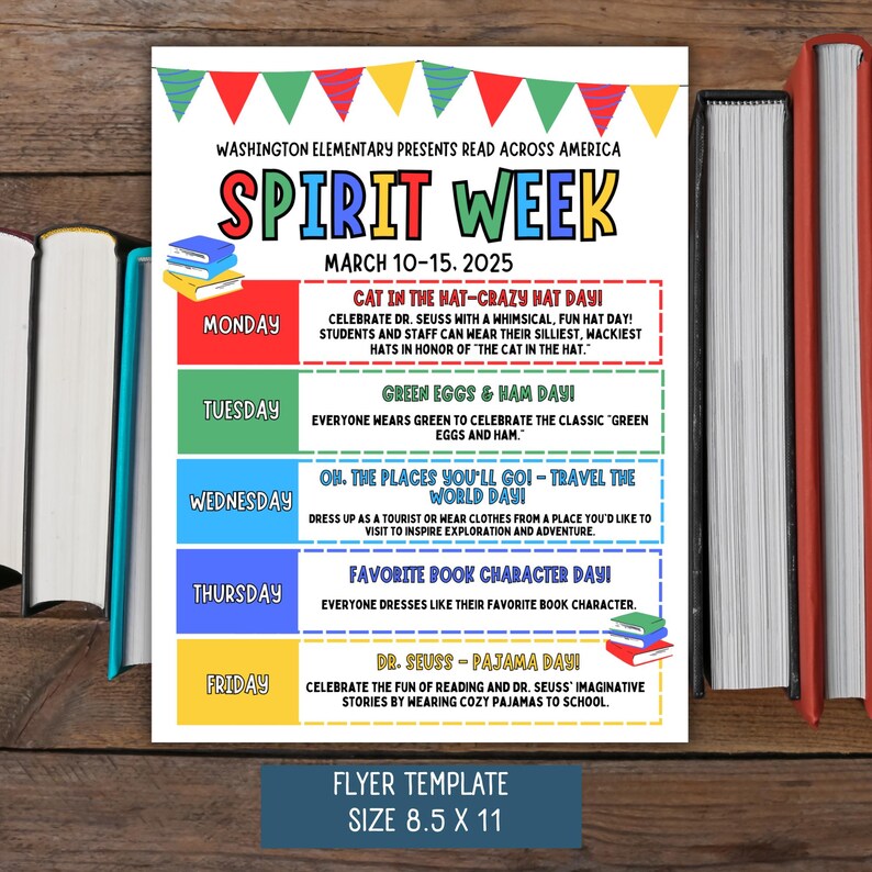 Dr. Seuss Spirit Week Flyer: Read Across America (editable Canva ...