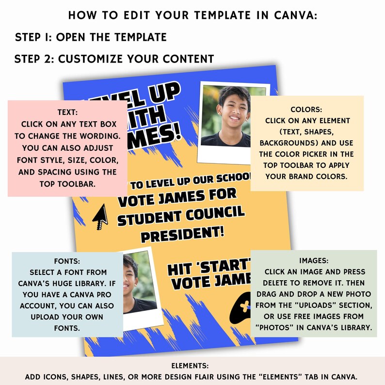 Student Council Campaign Flyer Template: Editable School Election ...