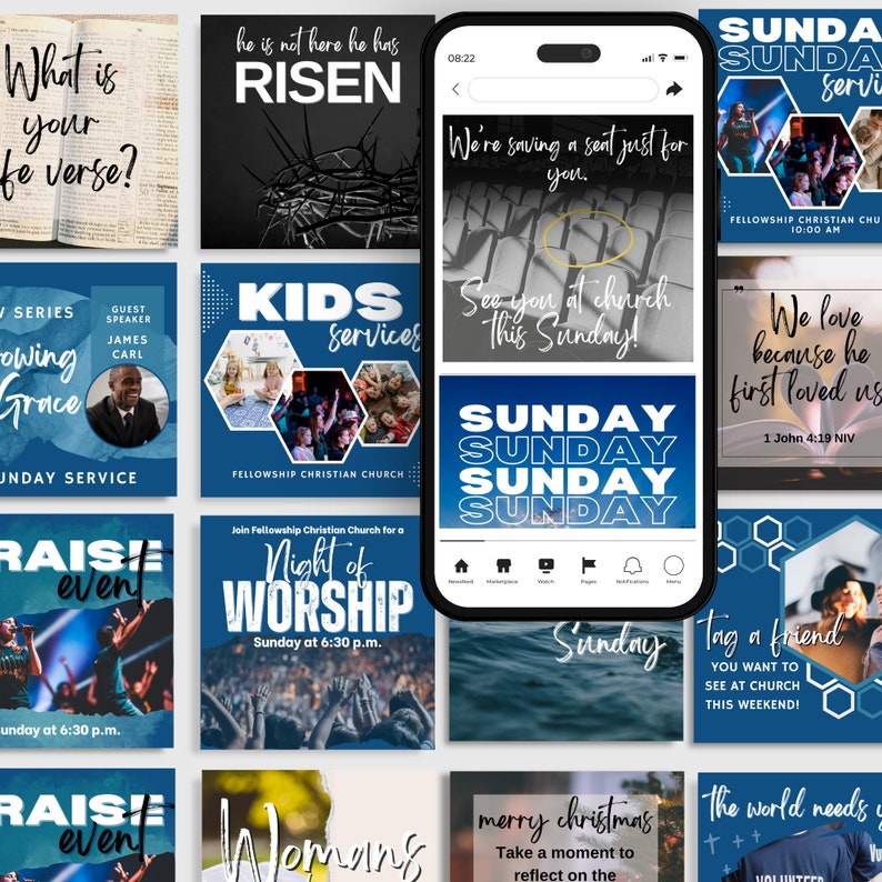 Church Social Media Templates: 25 Canva Editable Designs (digital ...