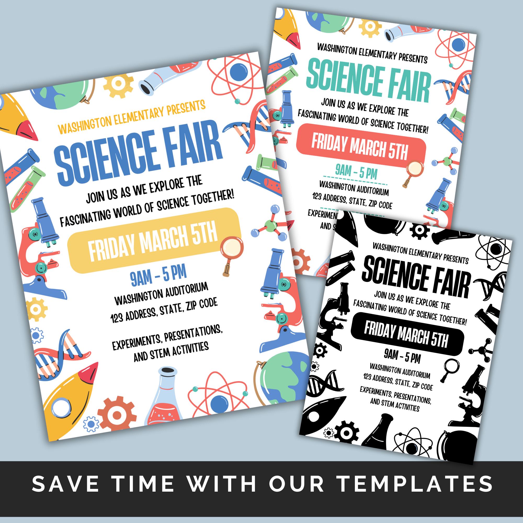 Editable Science Fair Flyer Templates: Canva Design (A4) - Etsy