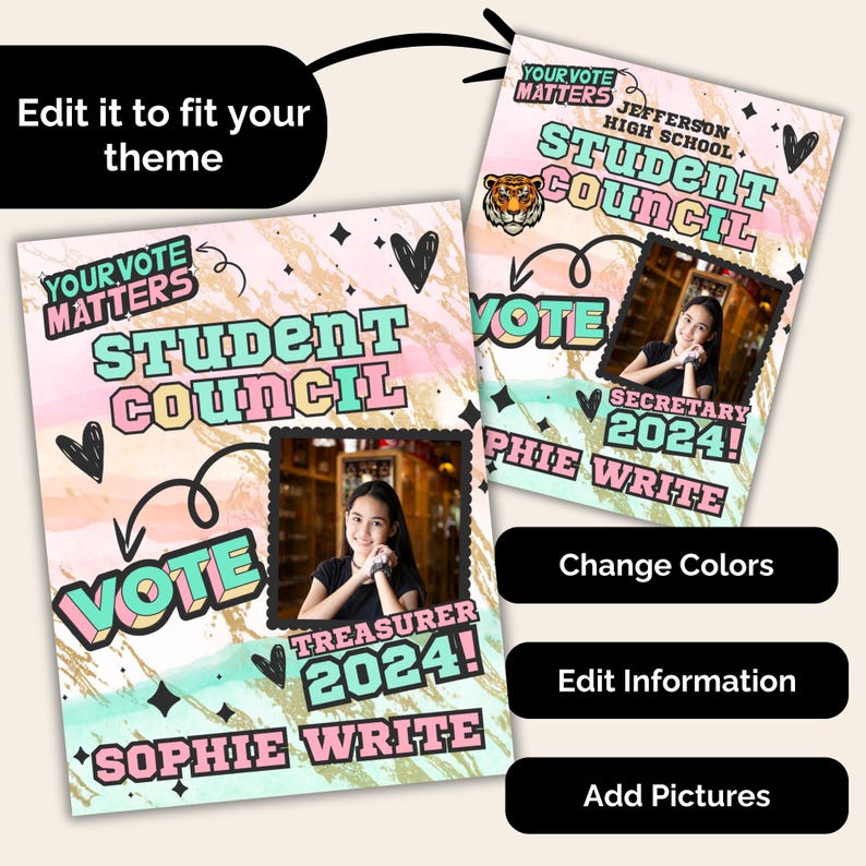 Student Council Campaign Flyer Templates: Editable Voting Design (canva ...