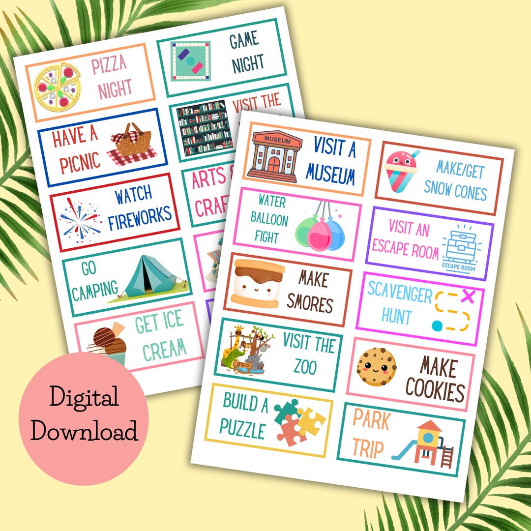Summer Bucket List Cards: 46 Fun Activities (digital Download) - Etsy